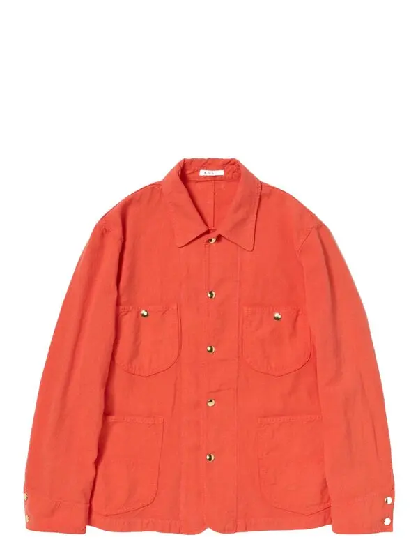 Auralee Long Sleeve Collared Jacket With Pockets - Red