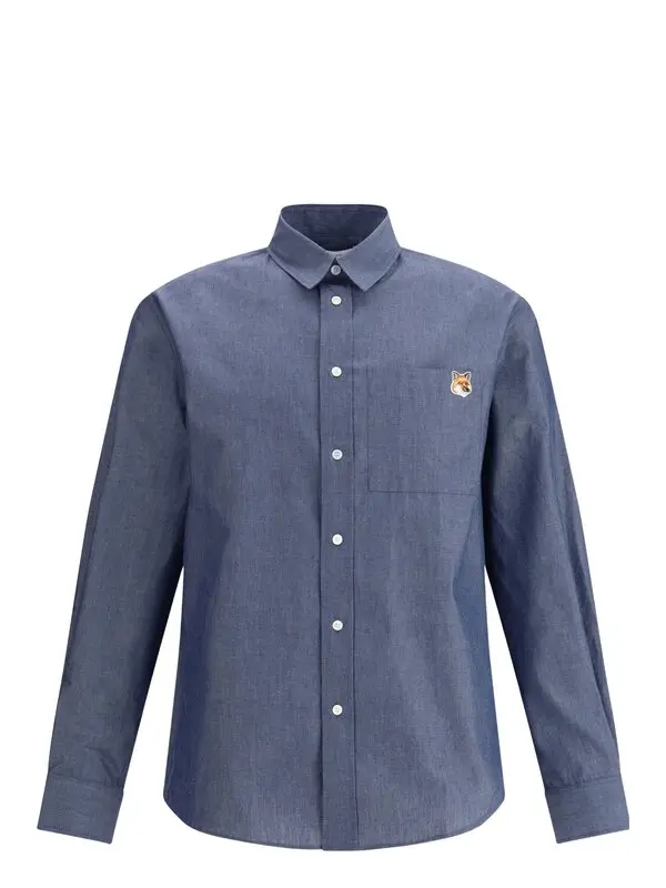 Maison Kitsuné Fox Head Patch Buttoned Shirt - Blue