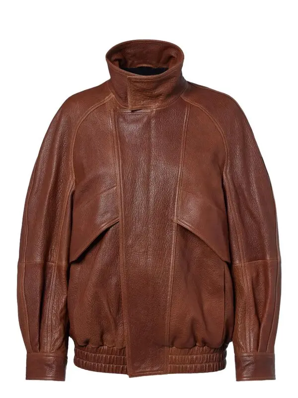 Nour Hammour Ariste Leather Bomber Jacket - Brown