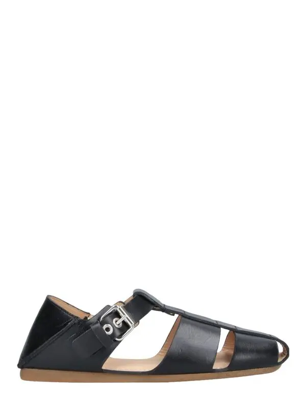 LEMAIRE Fisherman Round-toe Flat Sandals - Black