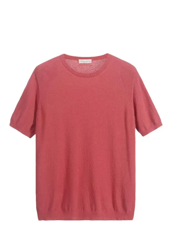 ROBERTO COLLINA Crew Neck Short Sleeve Knit Sweater - Red