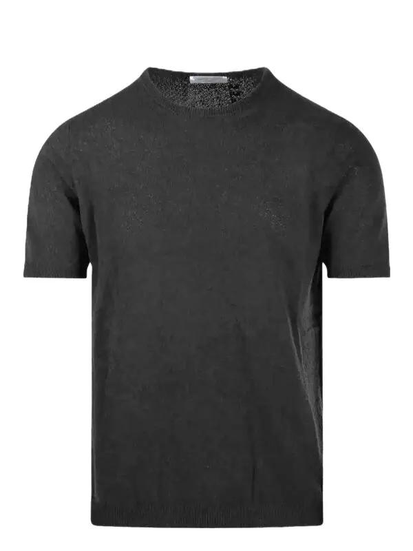 ROBERTO COLLINA Crew Neck Short Sleeve Knit Sweater - Black