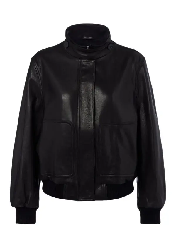 Nour Hammour Rios Leather Bomber Jacket - Black