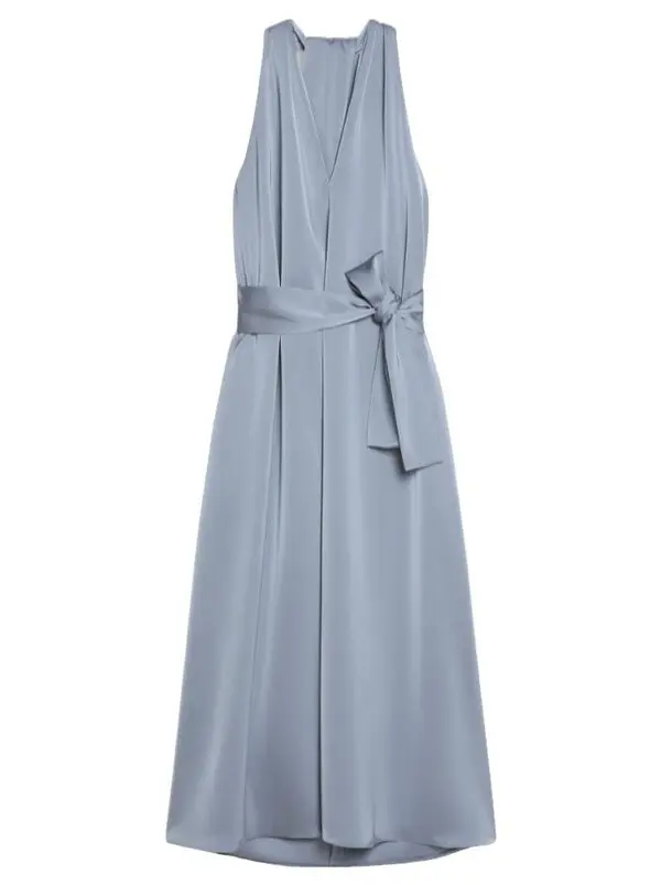 IBLUES Sleeveless Satin Belted Maxi Dress - Avio