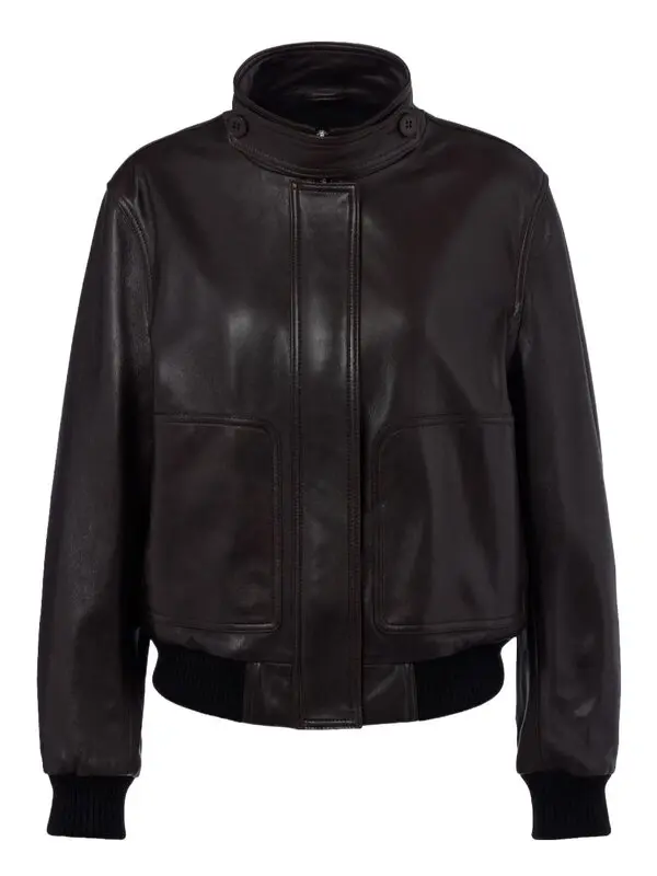 Nour Hammour Rios Leather Bomber Jacket - Black