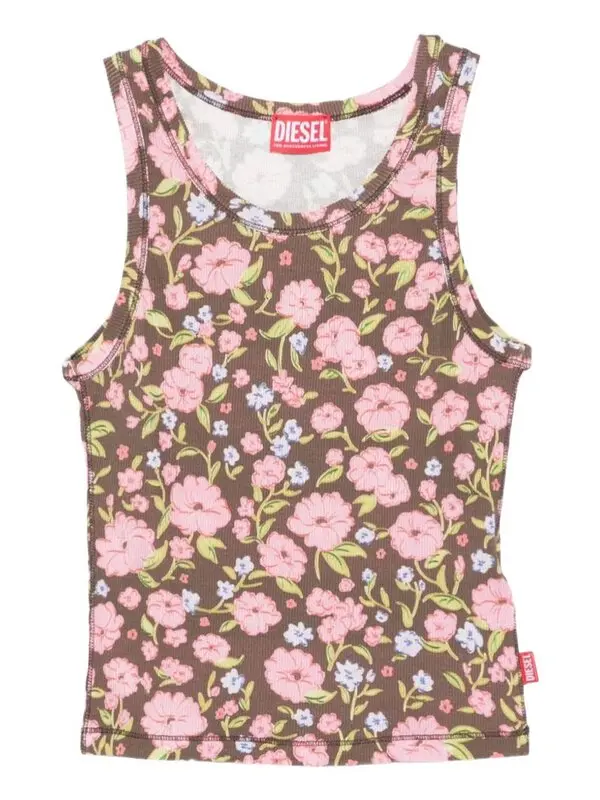 DIESEL® Floral Print Sleeveless Top - Brown