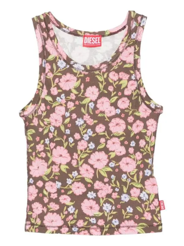 DIESEL® Floral Print Sleeveless Top - Brown