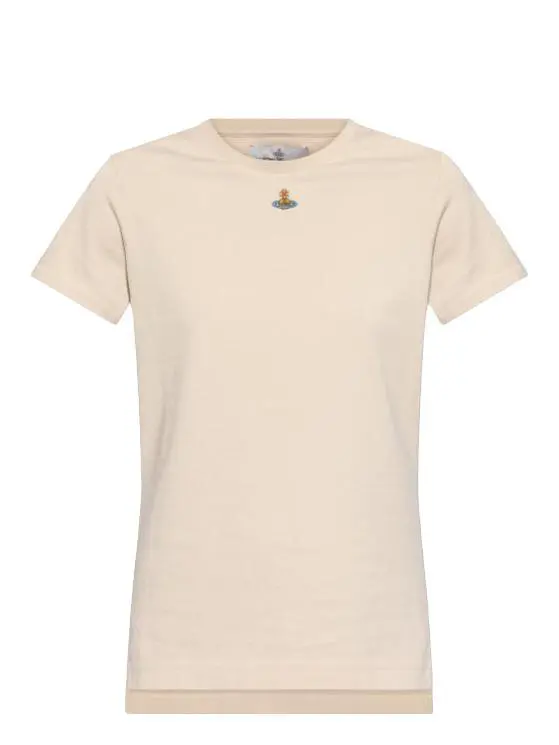VIVIENNE WESTWOOD Orb Logo Embroidered Crewneck T-shirt - Cream