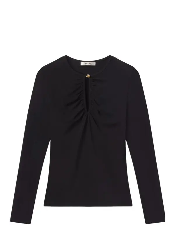 FRAME Long-sleeved Top With Keyhole Detail - Black