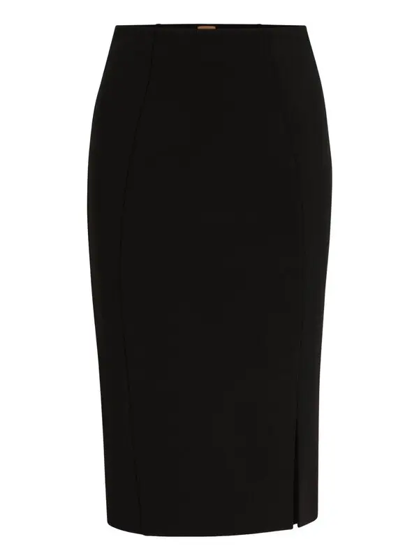 Hugo Boss Side-slit Pencil Midi Skirt - Black