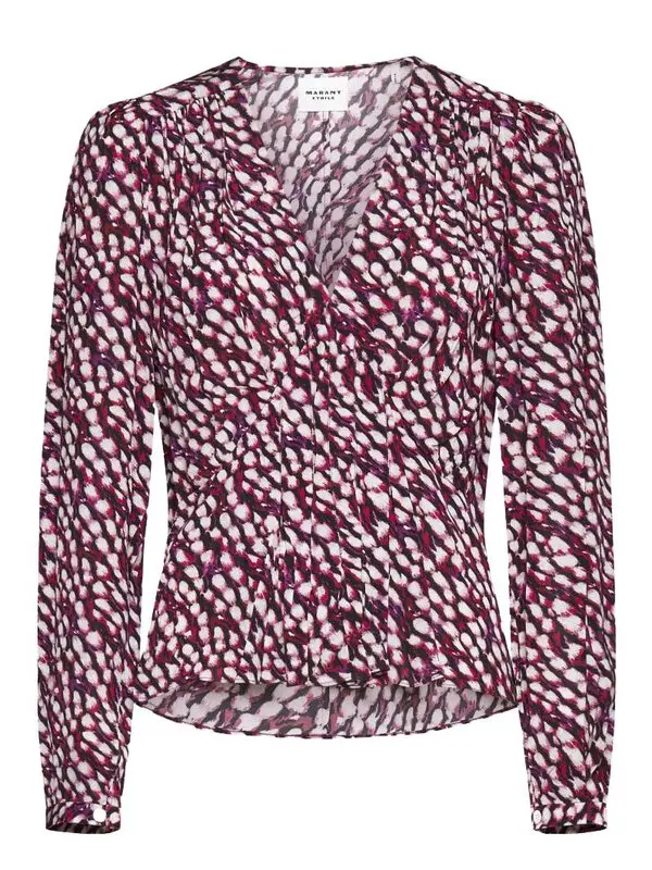 Isabel Marant Étoile Graphic Print V-neck Long Sleeve Shirt - Multicolor