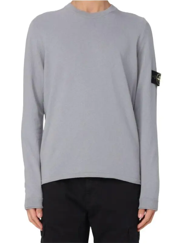 Stone Island Logo Patch Crewneck Jumper - Air Force Blue