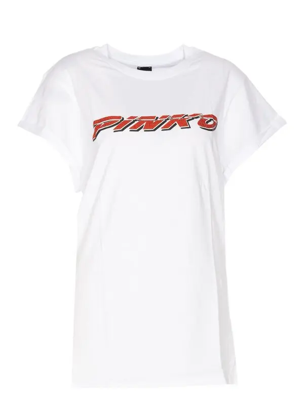 Pinko Logo Printed Crewneck T-shirt - White