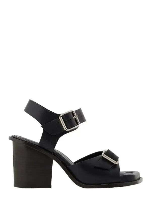 LEMAIRE Block Heel Sandals With Buckle Detail - Black