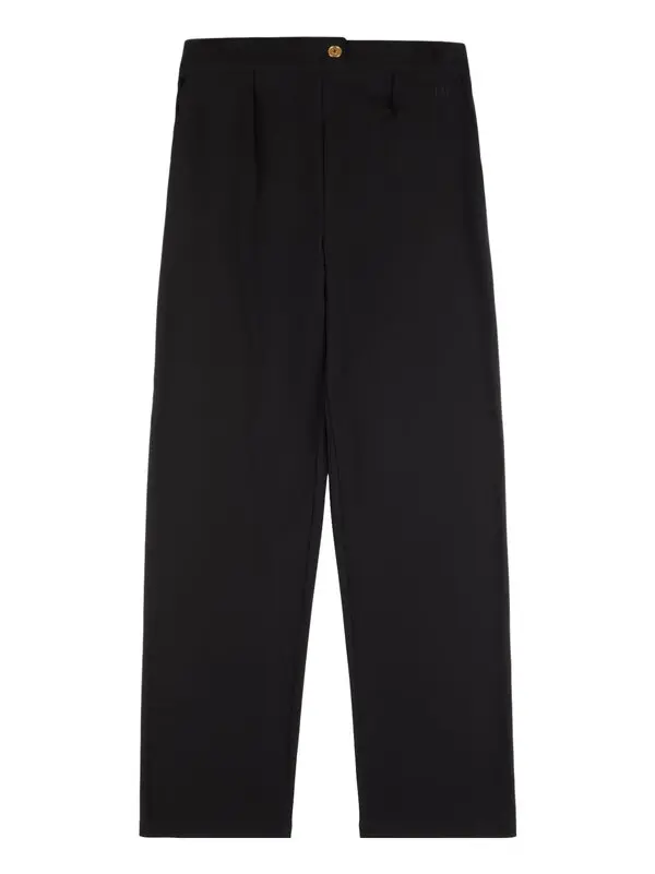 FAY Straight Leg Tailored Pants With Metal Button Detail - Black