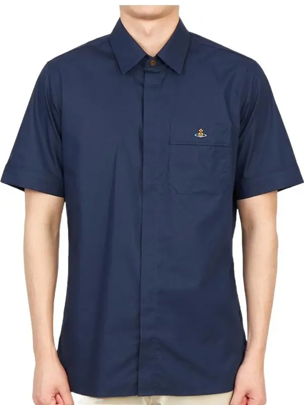VIVIENNE WESTWOOD Logo Logo Short-sleeved Shirt - Blue