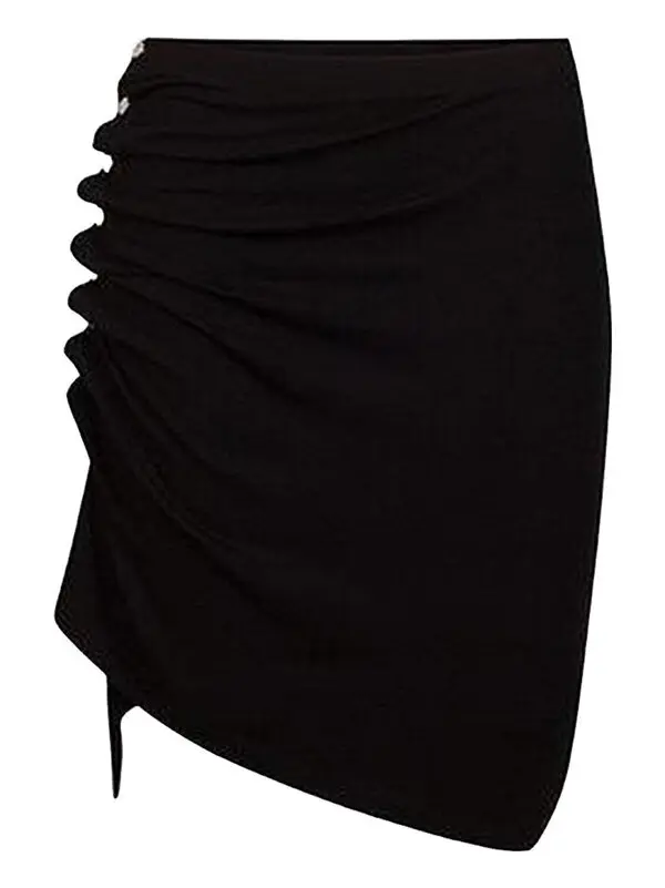 Rabanne Asymmetrical Logo Skirt - Black