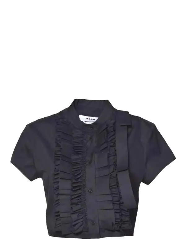 MSGM Cropped Ruffled Shirt - Black