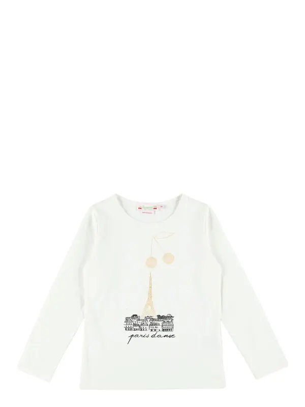 Bonpoint Eiffel Tower And Cherry Printed Long Sleeve T-shirt - White