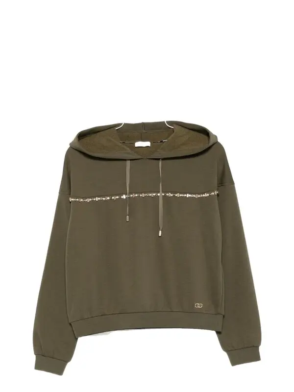 Liu Jo Embellished Band Hoodie - Brown