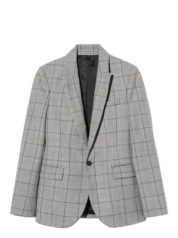 NILI LOTAN Long-sleeved Plaid Blazer - Gray