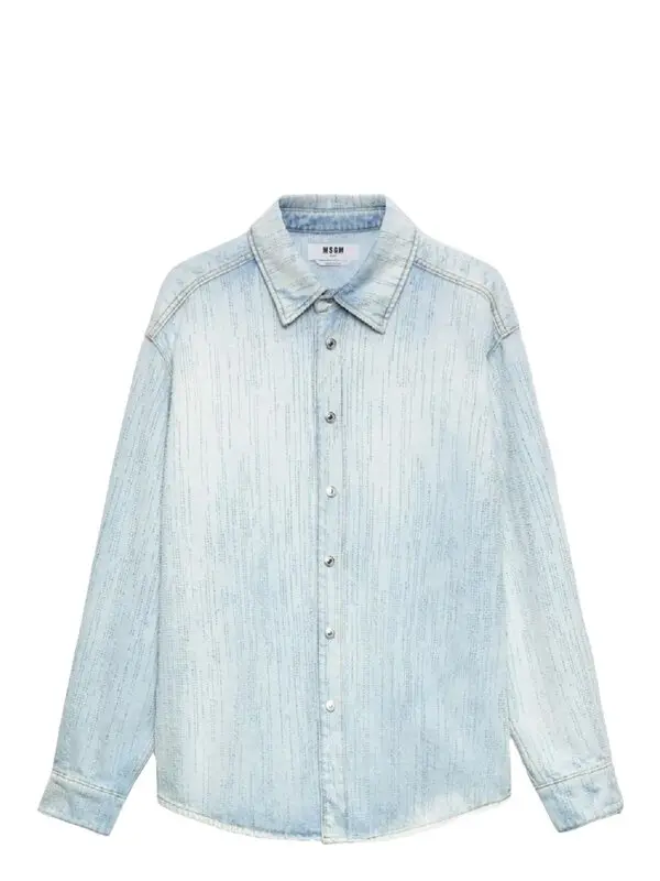 MSGM Washed-denim Button-up Overshirt - Blue