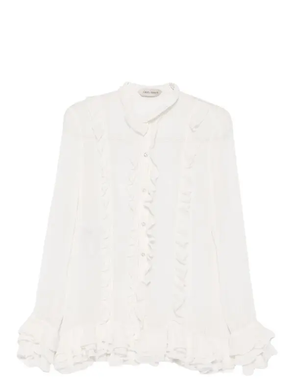 Alberta Ferretti Ruffled Long Sleeve Shirt - White