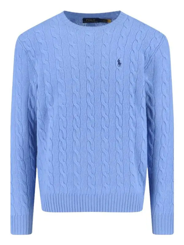 Polo Ralph Lauren Embroidered Cable-knit Jumper - Blue