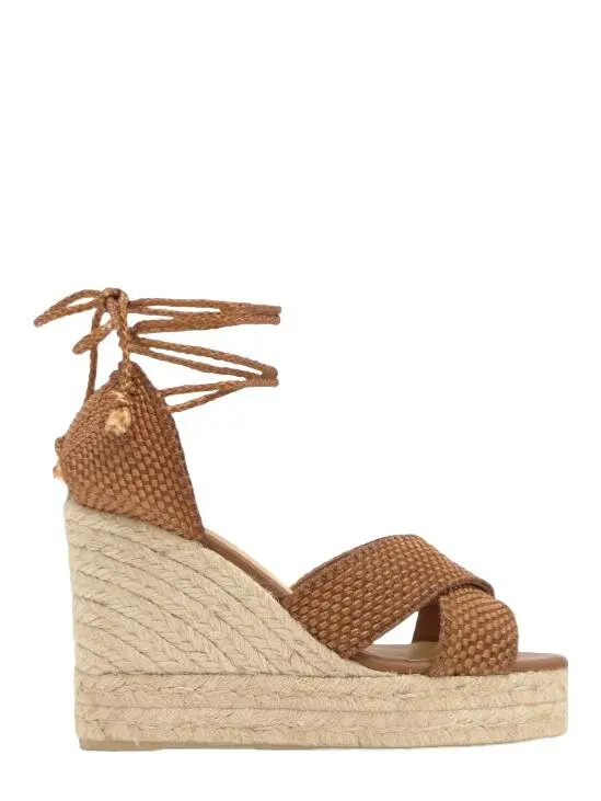 CastaÑer Round-toe Wedge Espadrille Sandals With Lace-up Ankle Straps - Marron