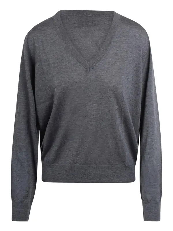 LOULOU STUDIO V-neck Sweater With Ribbed Details - Black