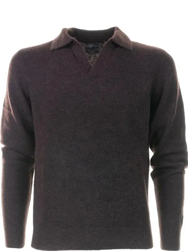 MC2 SAINT BARTH Long-sleeved Knitted Polo Shirt - Black