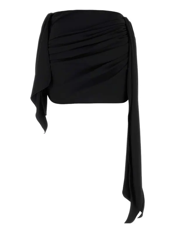 Attico Draped Ruched Mini Skirt - Black
