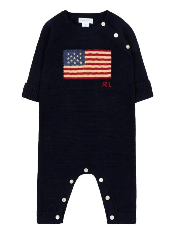 Ralph Lauren American Flag Knit Bodysuit - Black