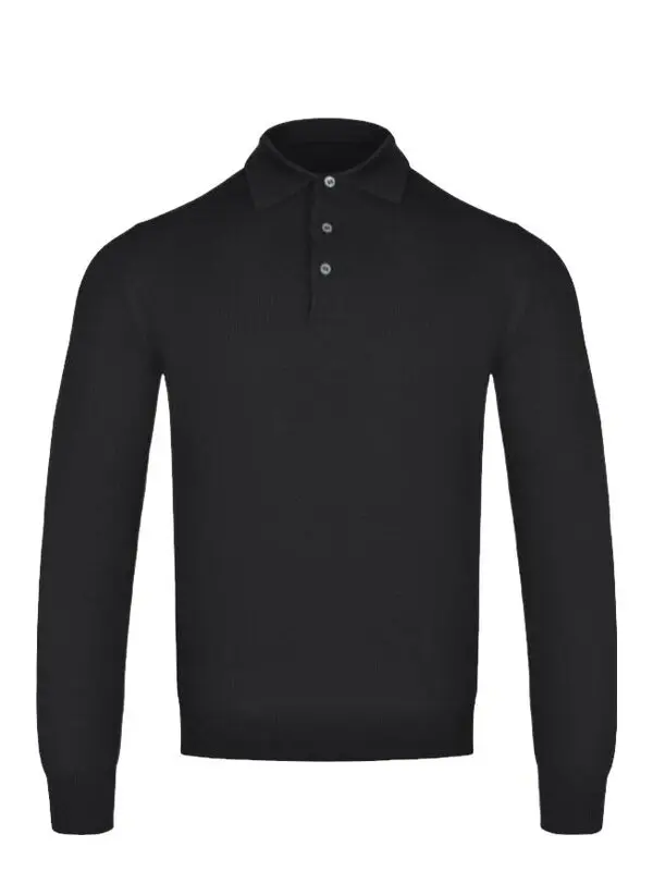 Tagliatore Palmer Long-sleeved Knitted Polo Shirt - Black