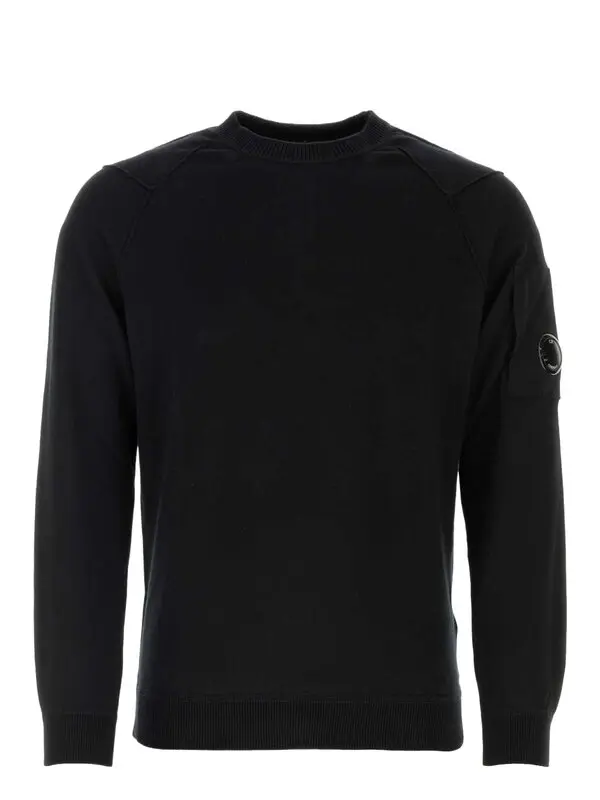 C.P. COMPANY Long Sleeved Crew Neck Sweater - Black
