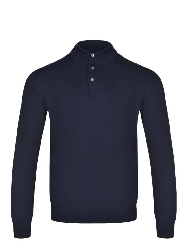 Tagliatore Palmer Long-sleeved Knitted Polo Shirt - Black