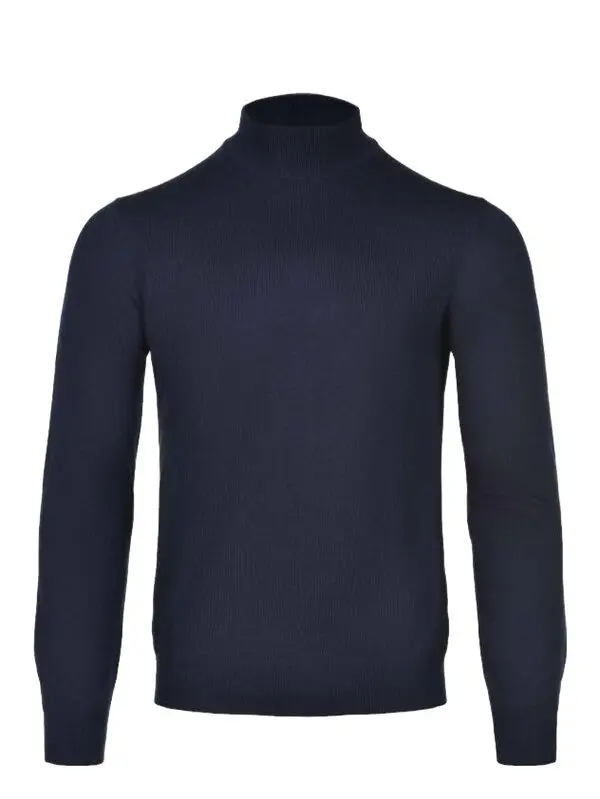 Tagliatore High Neck Knitted Jumper With Ribbed Cuffs And Hem - Black