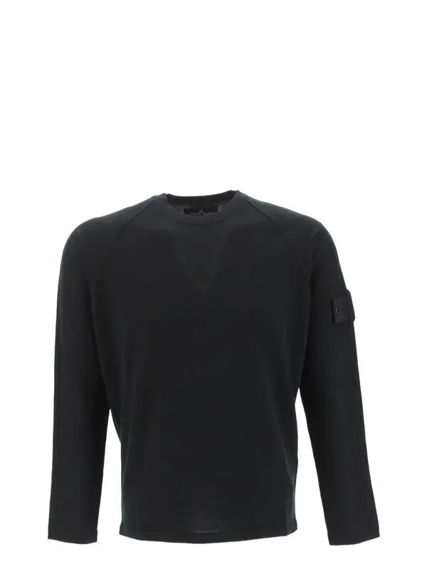 Stone Island Crewneck Sweatshirt With Logo Patch - Black