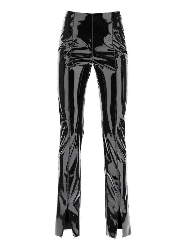 MSGM High-shine Fitted Trousers - Black