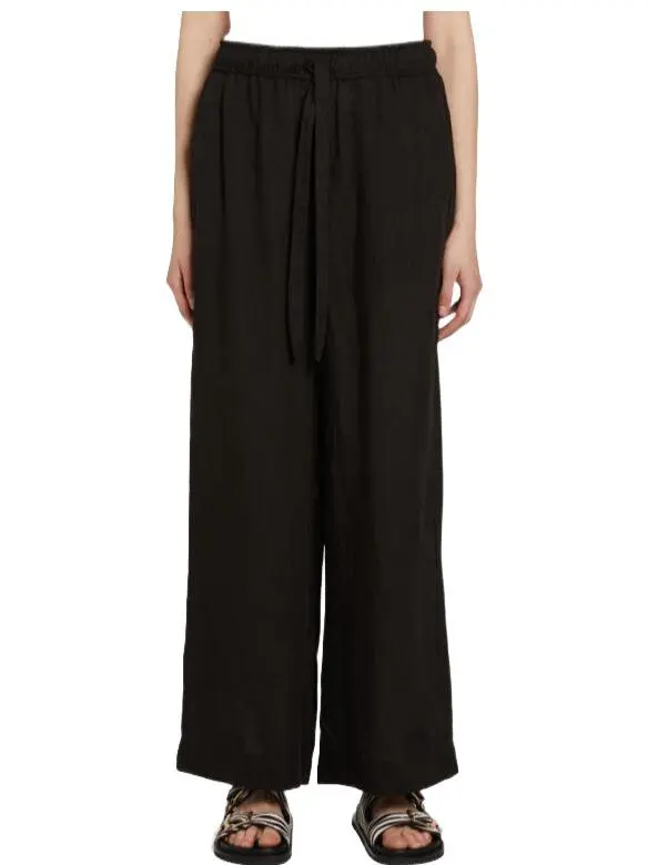 Marella Drawstring Elastic Waist Pants - Black