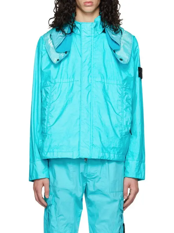 Stone Island Zip Up Hooded Jacket - Turquoise