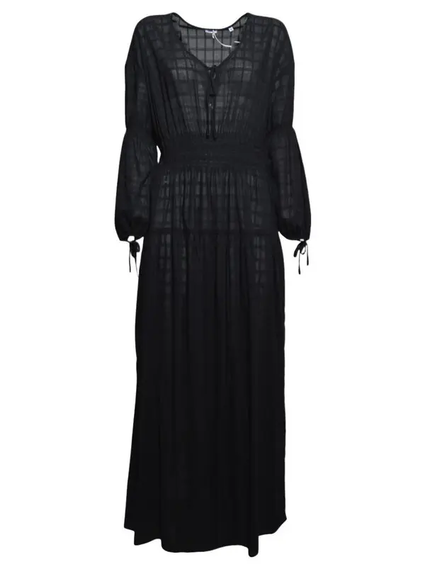Aspesi Long Sleeve V-neck Midi Dress - Black