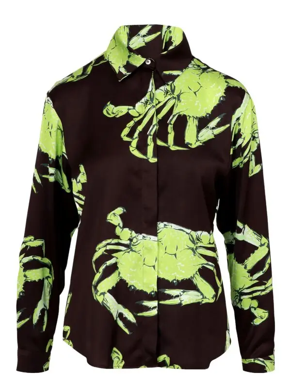 MSGM Long-sleeved Shirt With 'king Crab' Print - Black