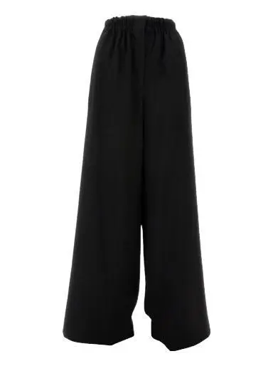 QUIRA Elastic Wide Leg Sweatpants - Black