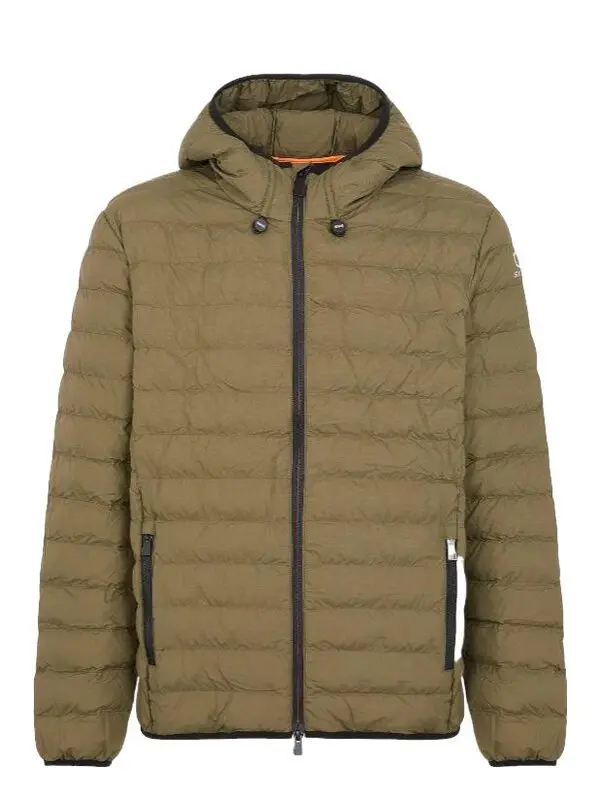 SUN 68 Quilted Hooded Jacket With Waterproof Zipper - Brown