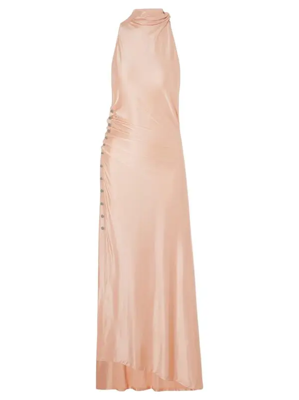 Rabanne Embellished Pleated Midi Dress - Peach