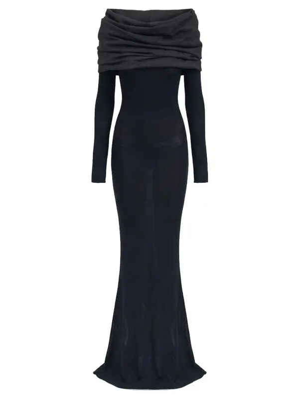 ENTIRE STUDIOS Long Sleeve Maxi Dress With Side Zip And Slit Hem - Black