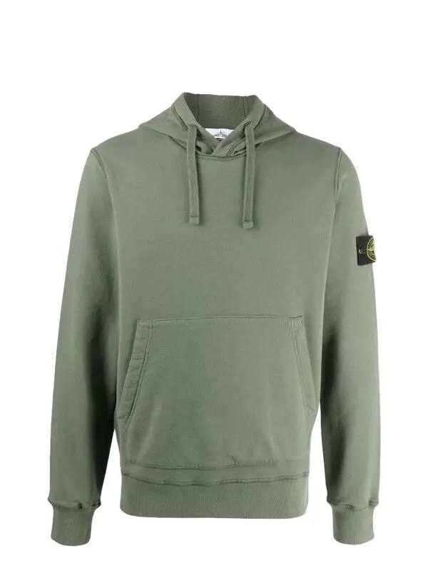 Stone Island Compass Garment-dyed Hoodie - Sage