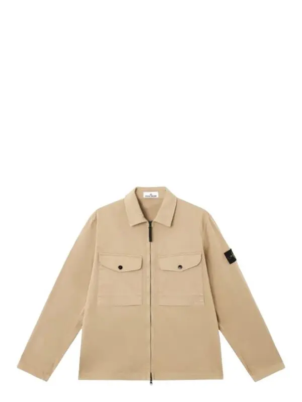 Stone Island Compass Patch Zipped Shirt Jacket - Biscuits