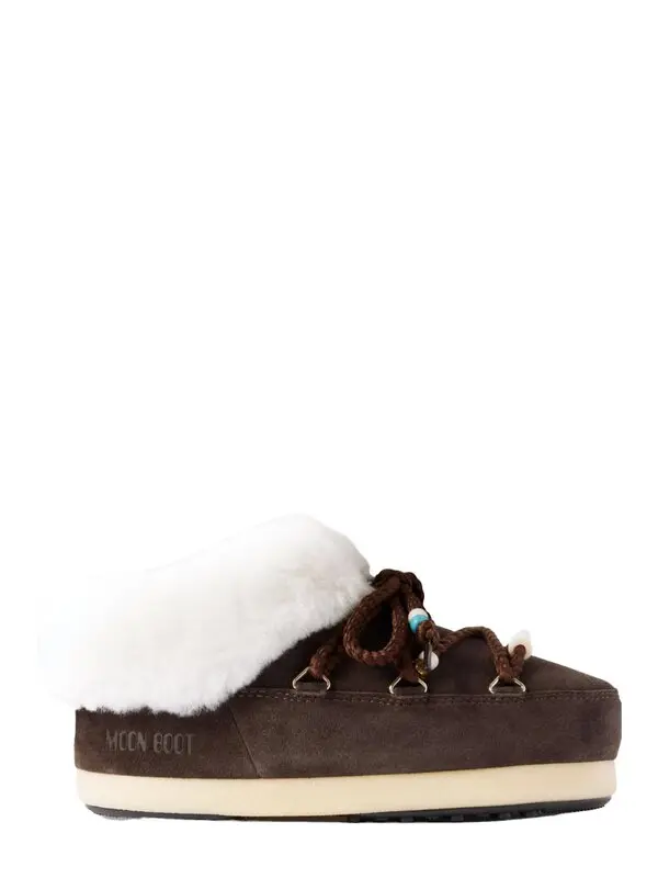 Moon Boot Beaded Lace Ankle Boots - Dark Brown